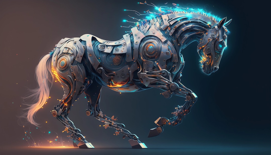 Metallic Robot Horse Digital Art Digital Painting Ai - Etsy