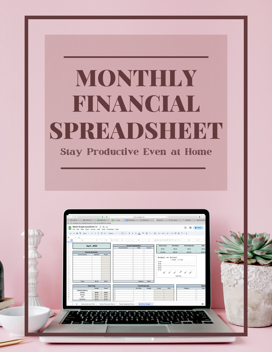 Monthly Financial Spreadsheet for Money Tracking Money Monthly ...