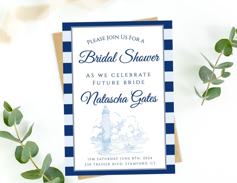 Printable Nautical Bridal Shower Invitation Lighthouse - Etsy