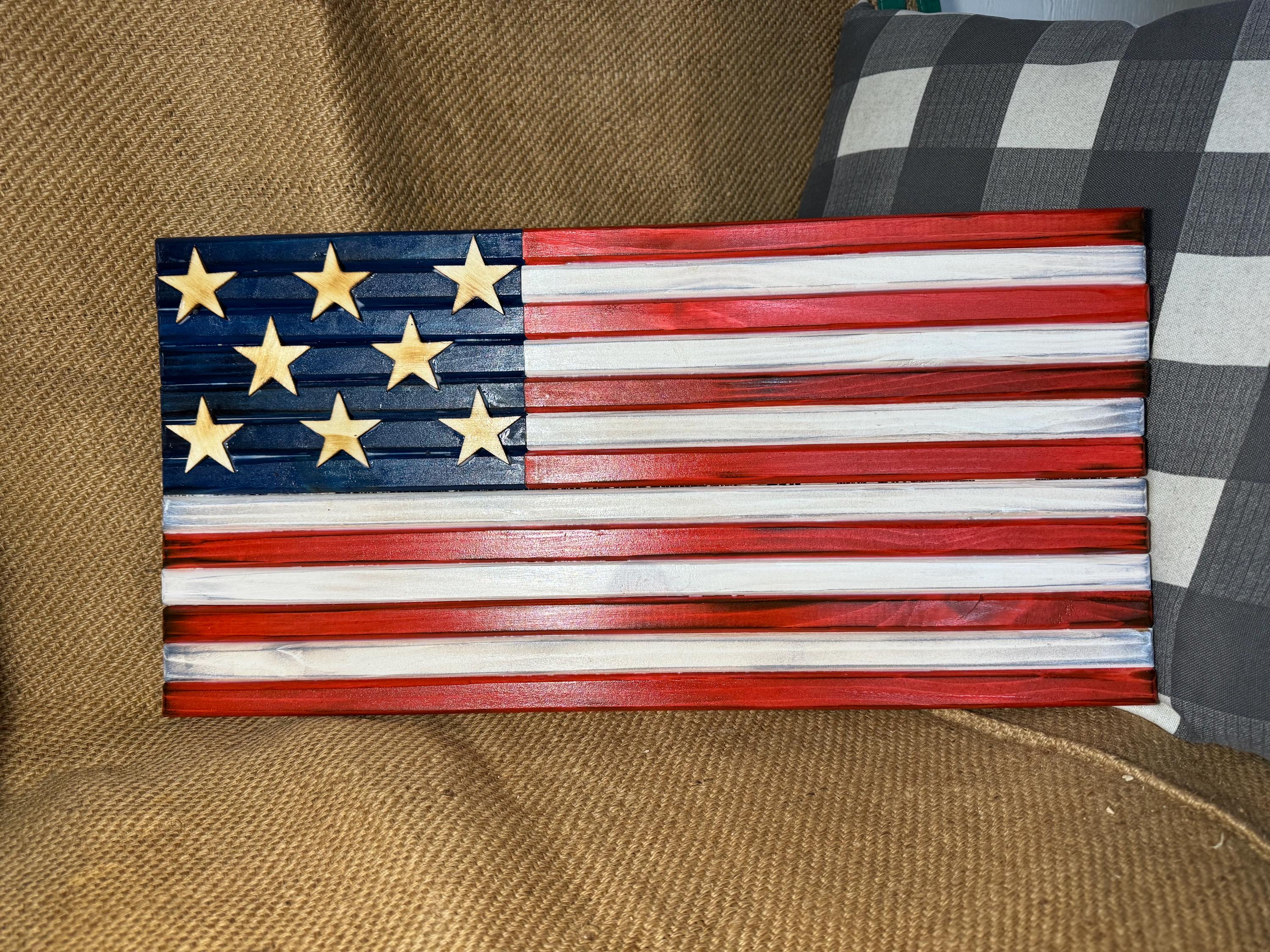 Handcrafted Wooden Miniature American Flag - Etsy