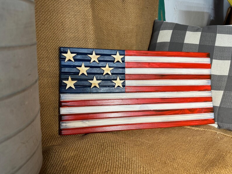 Handcrafted Wooden Miniature American Flag - Etsy