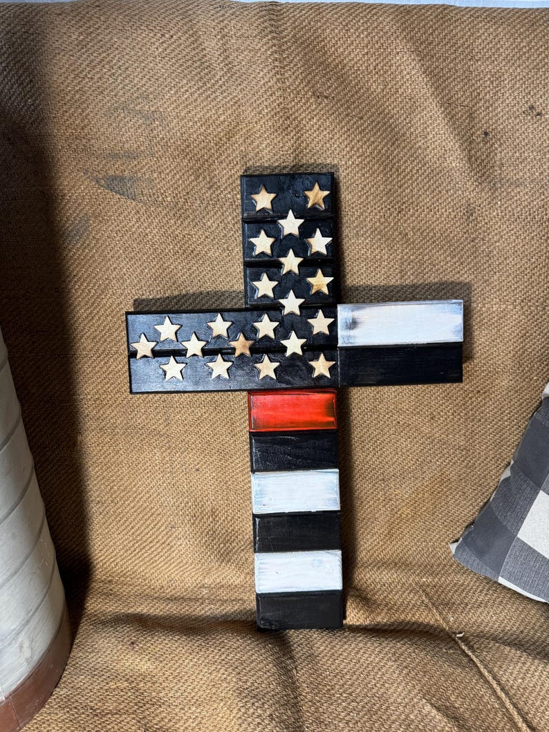 Handcrafted Wooden Thin Red Line Cross - Etsy