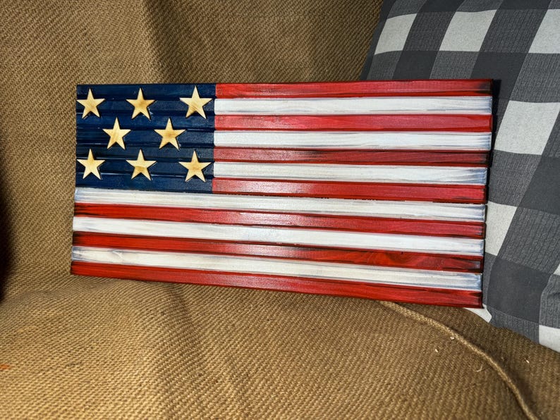 Handcrafted Wooden Miniature American Flag - Etsy
