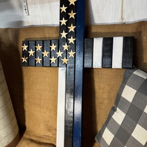 Handcrafted Wooden Thin Blue Line Cross - Etsy