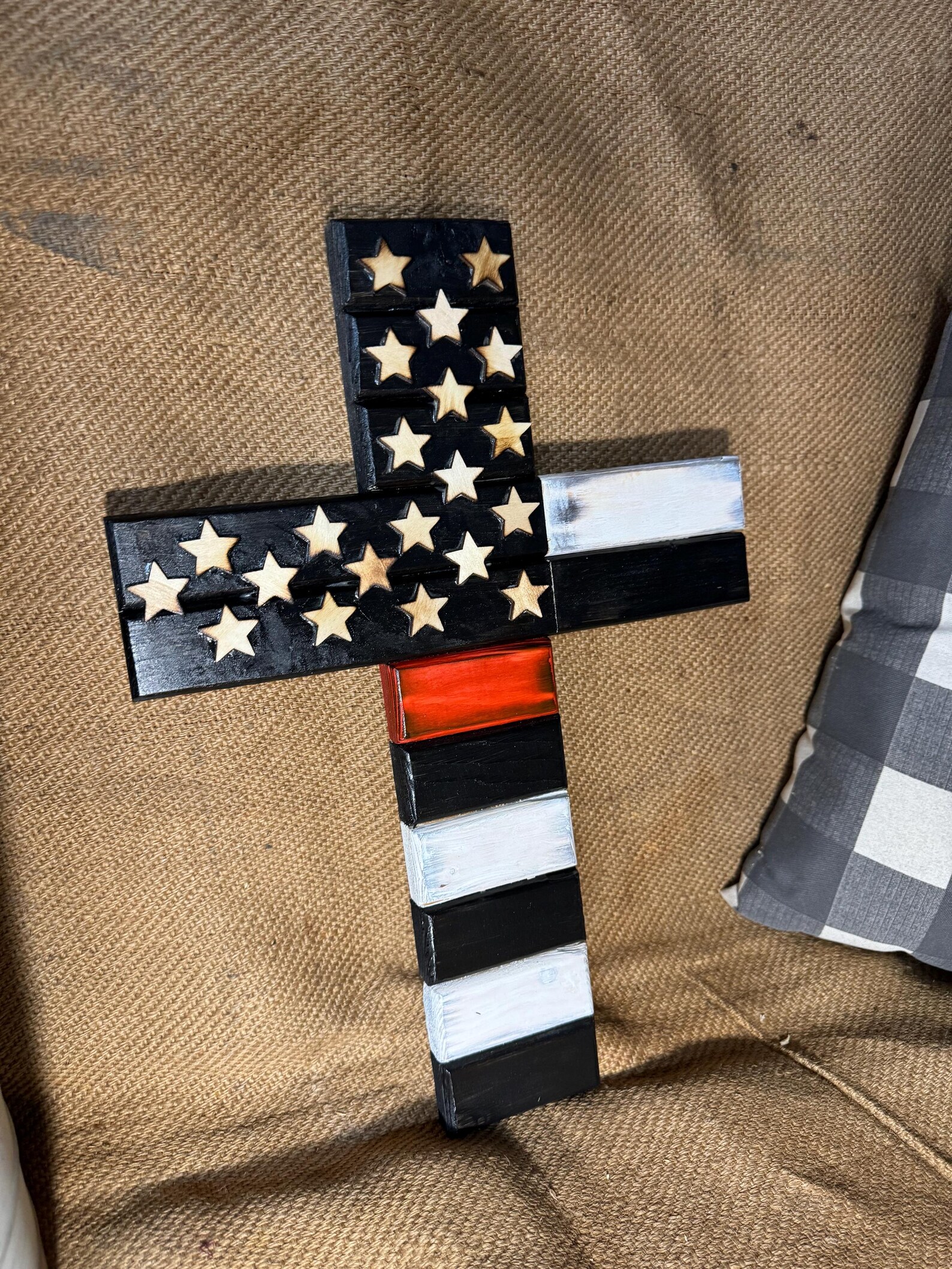 Handcrafted Wooden Thin Red Line Cross - Etsy