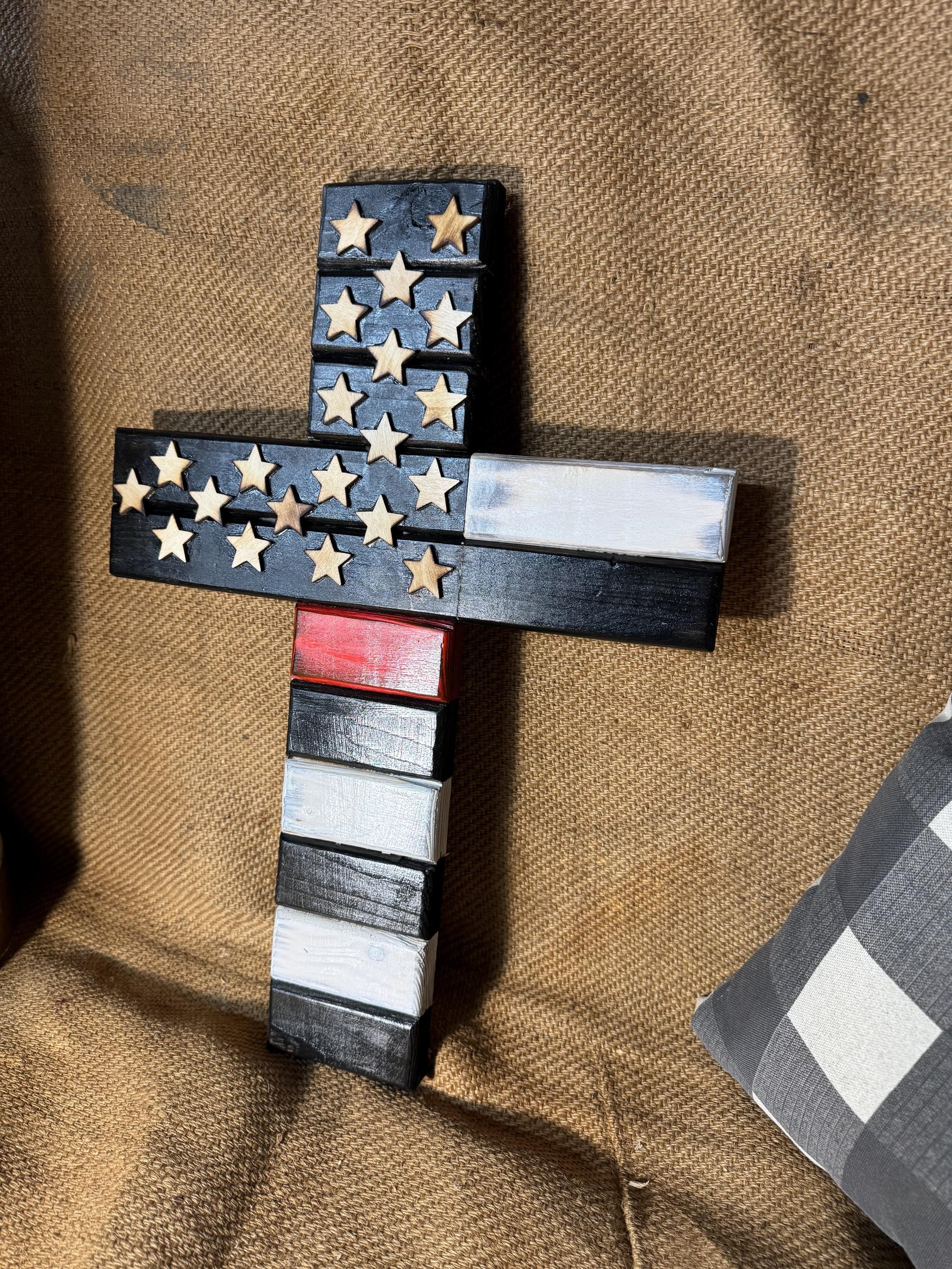 Handcrafted Wooden Thin Red Line Cross - Etsy
