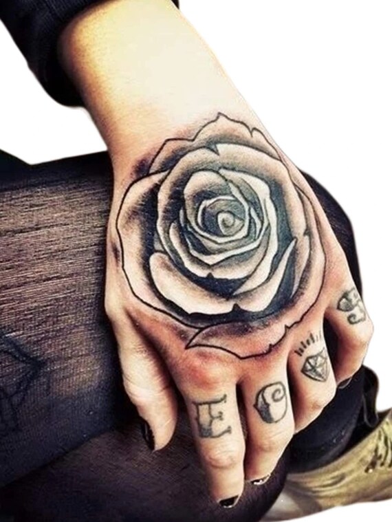 Black Rose Hand Tattoos