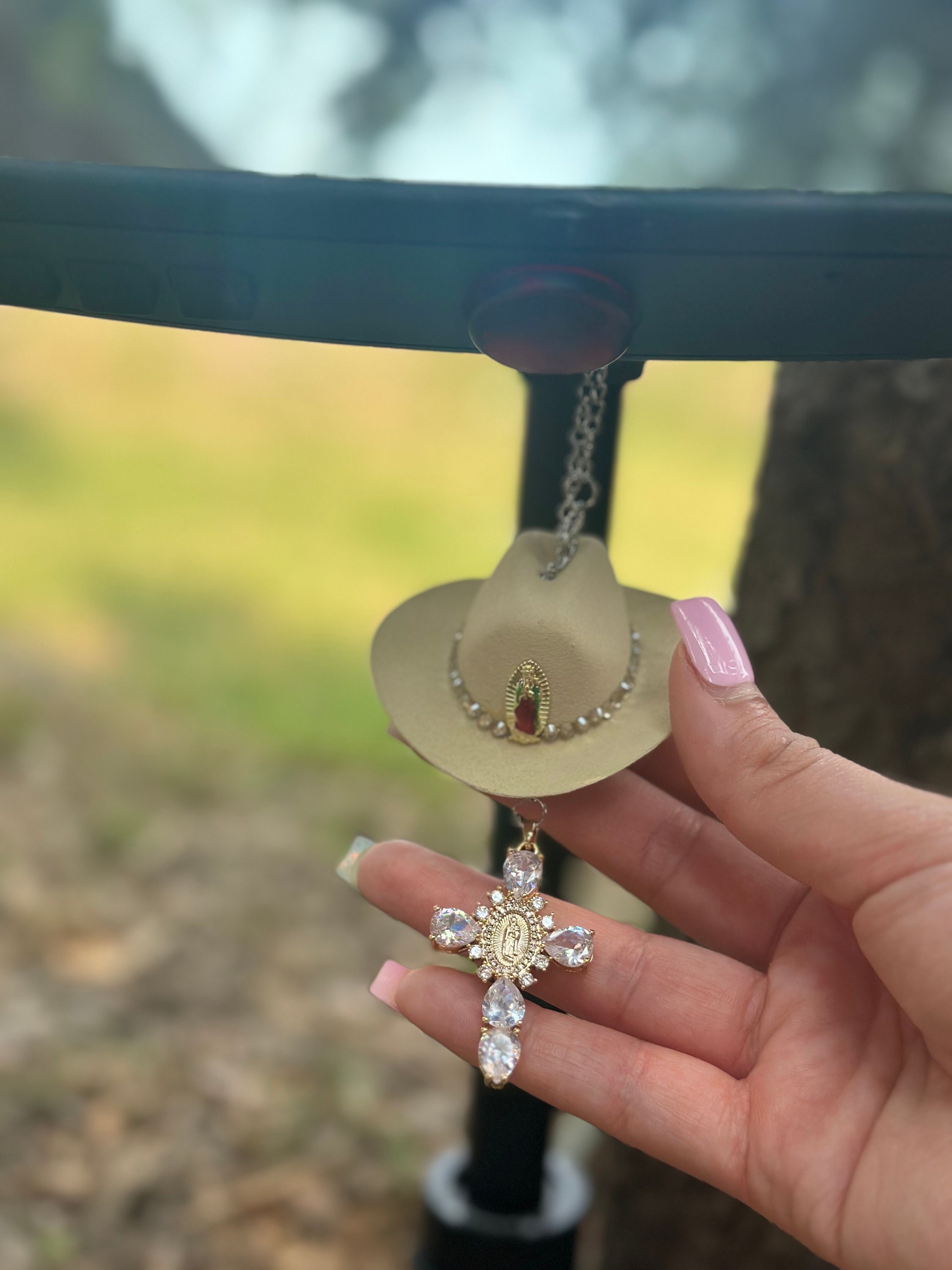 Faith Cross Car Charm Western Car Charm rearview Mirror Decor Virgin ...