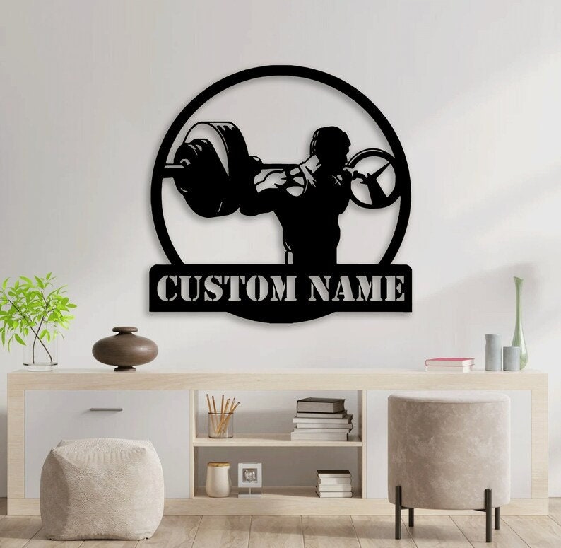 Custom Powerlifting Workout Metal Wall Art Led Light, Personalized ...