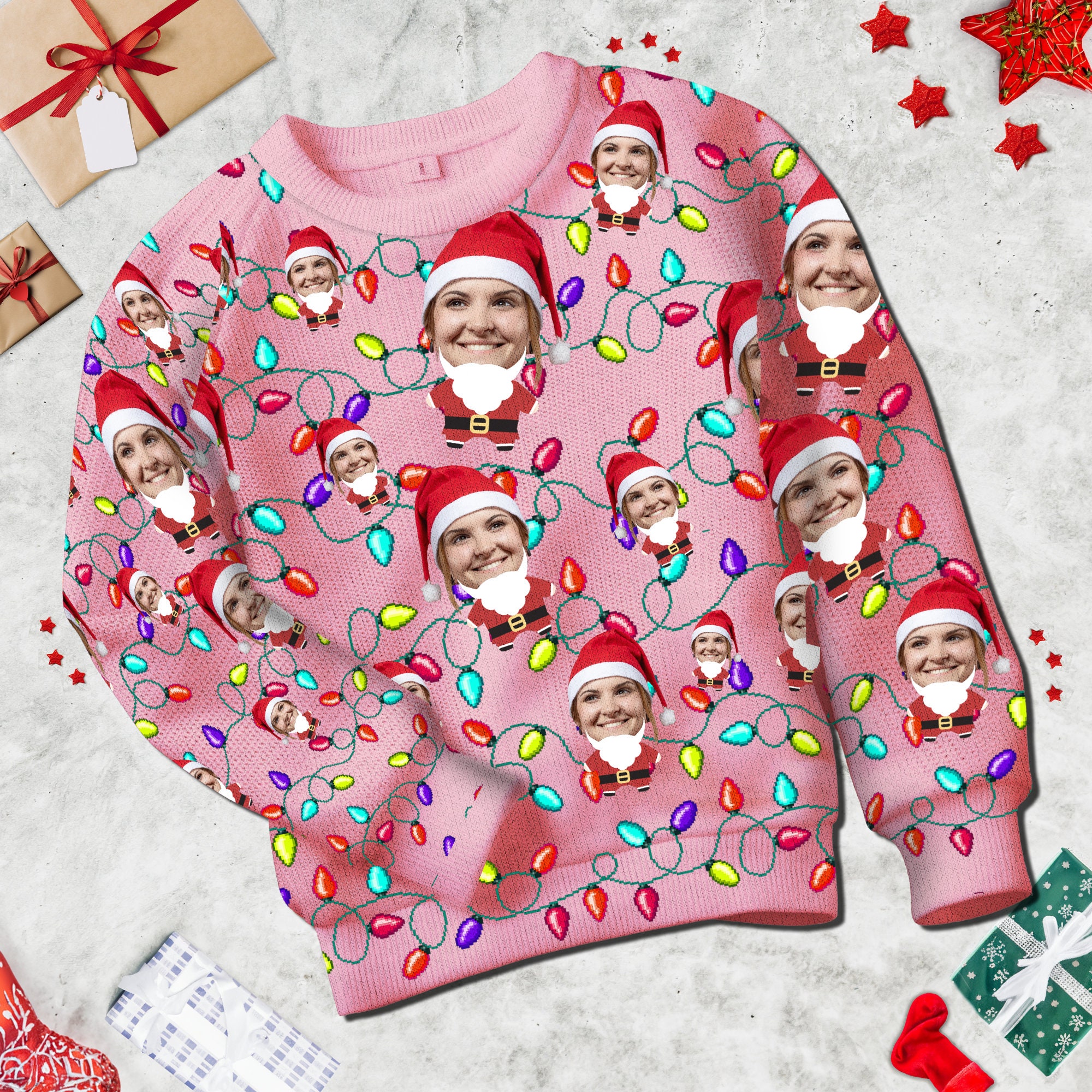 Personalized Custom Face Christmas , Personalized Family Photo Ugly ...