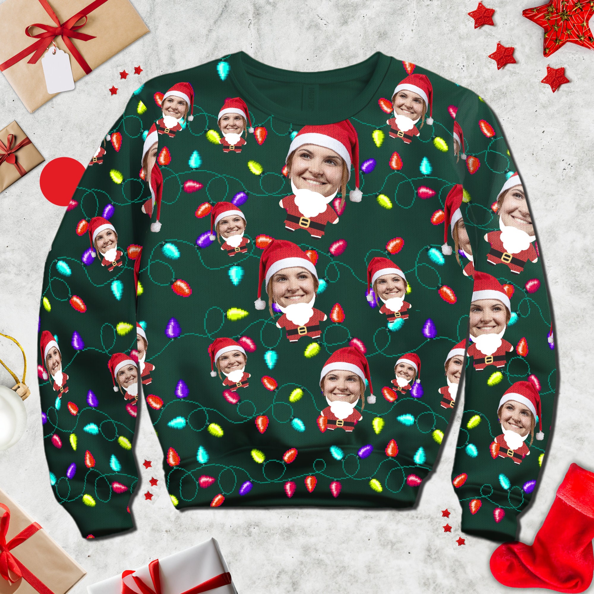 Personalized Custom Face Christmas , Personalized Family Photo Ugly ...