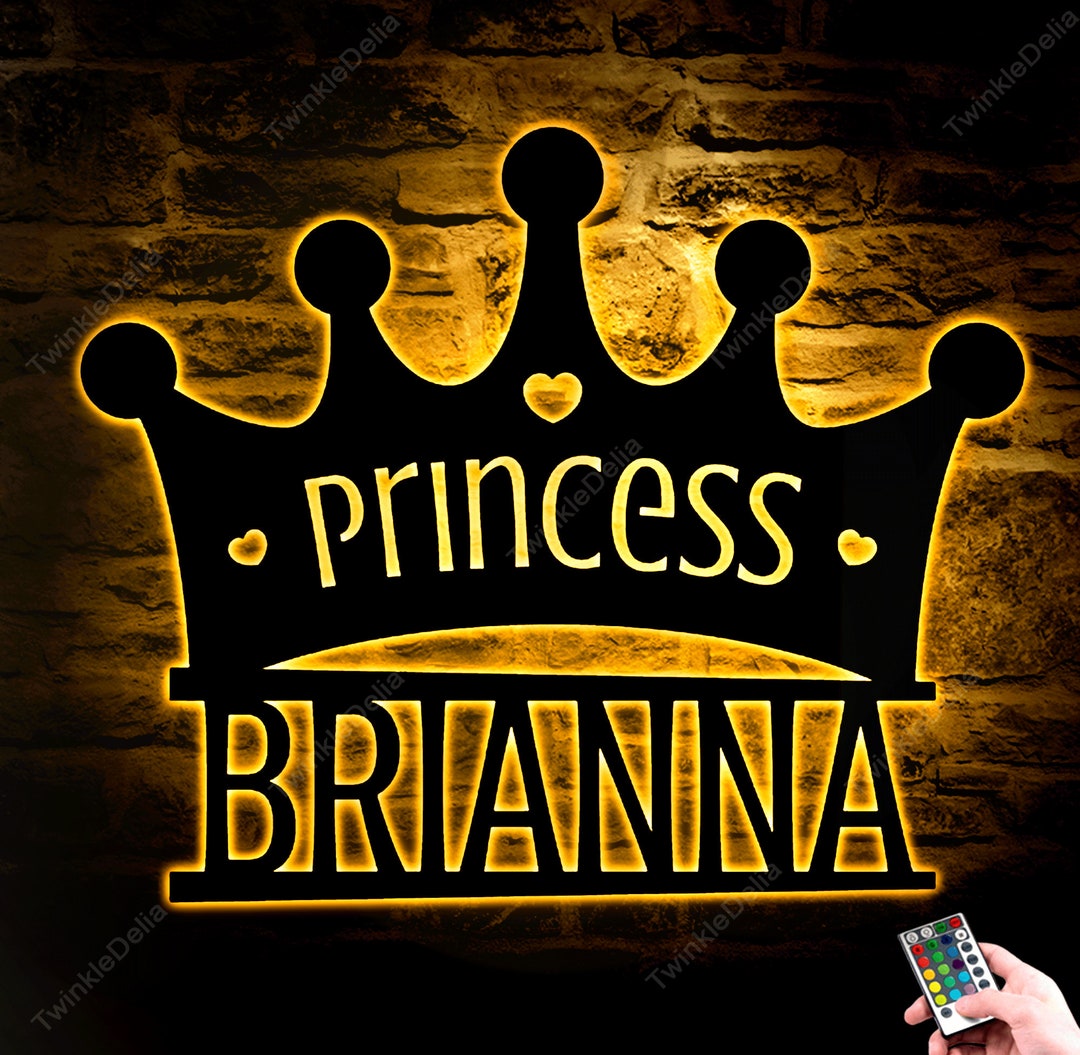 Princess Crown Wall Decor With Name, Royal Themed Personalized Metal ...