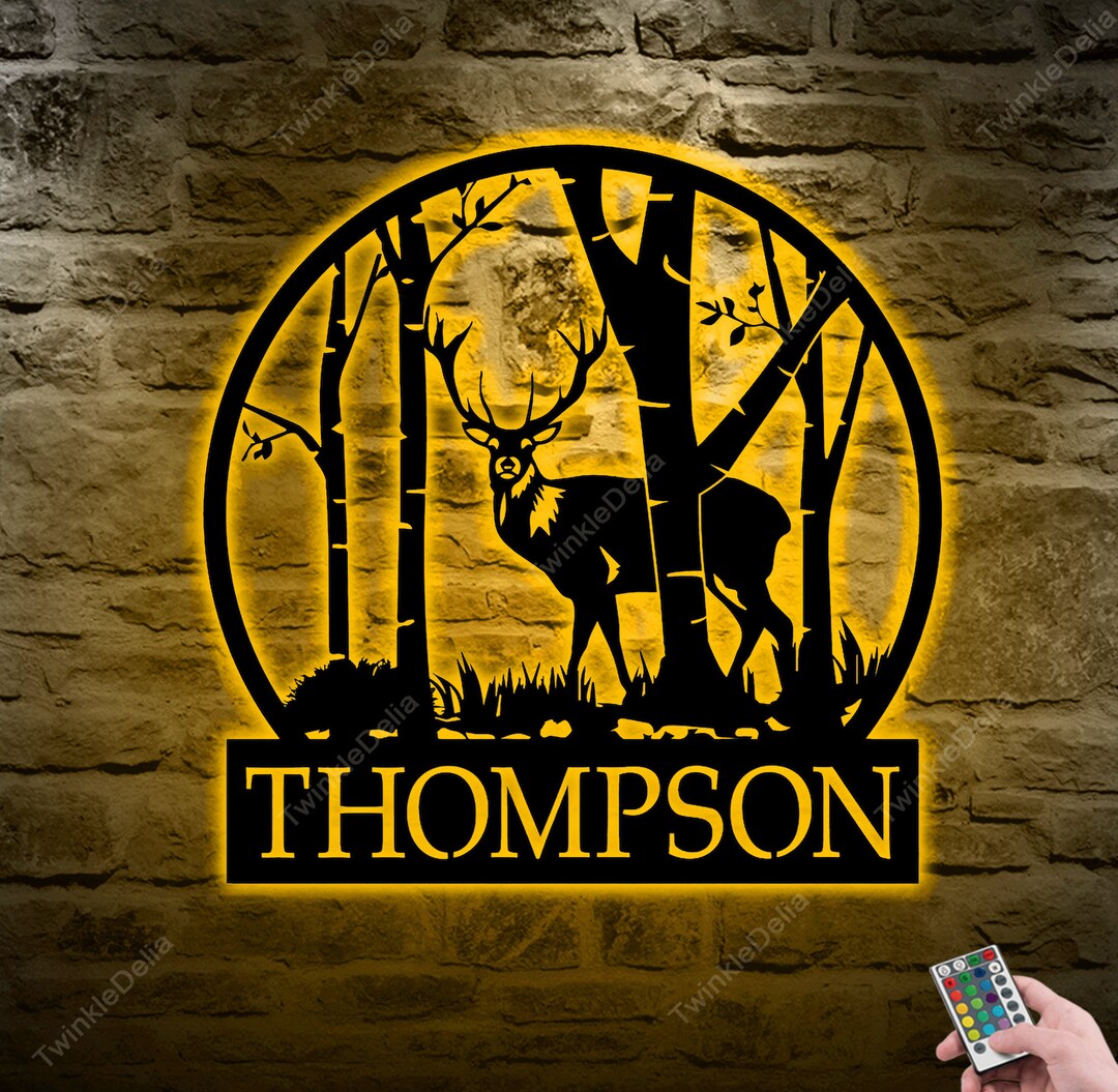 Custom Hunting Metal Sign With LED Light, Custom Hunting Sign Wall Art ...