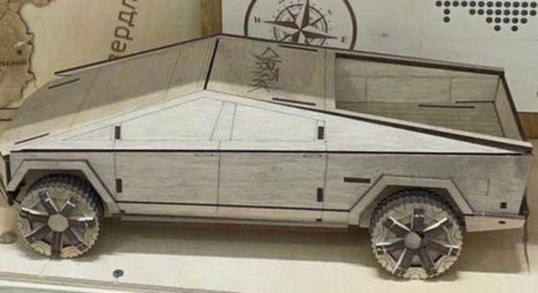 Cybertruck Car 3D Wood Model Laser Cut File 0.12mm SVG, DXF, PDF, Cdr ...