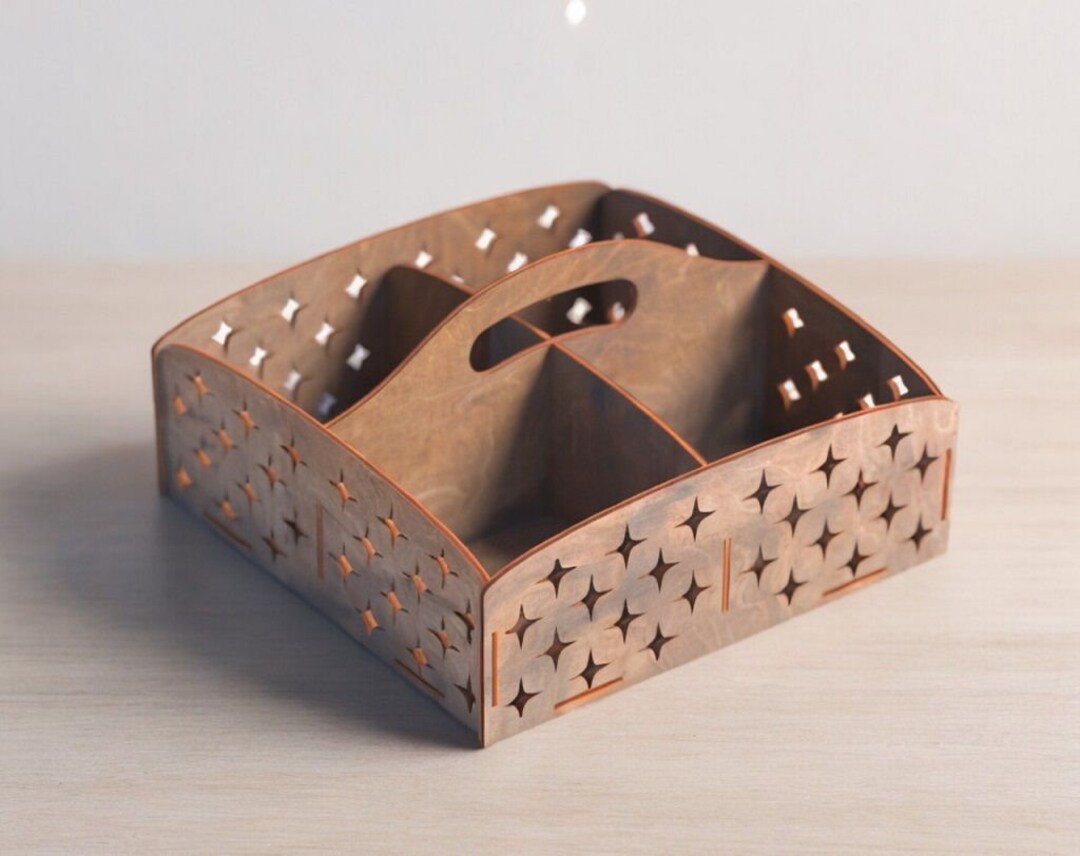 Laser Cut 4 Compartment Serving Tray With Handle 3mm CDR, Ai, DXF, PDF ...