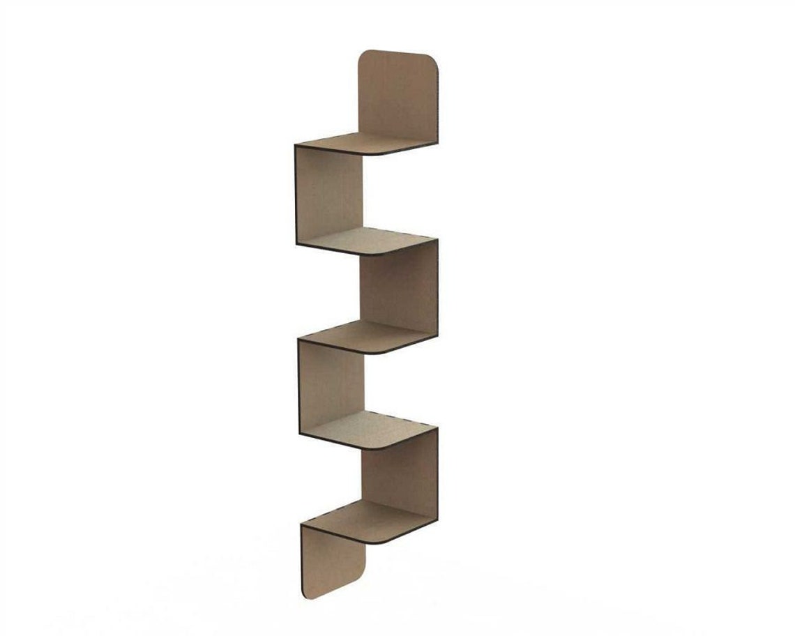 5 Tier Zigzag Floating Corner Shelf for Living Room Laser Cut 9mm CDR ...