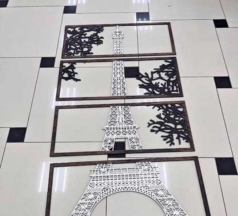 Laser Cut Eiffel Tower 3D Wall Art Decor Vector SVG, DXF, CDR - Etsy