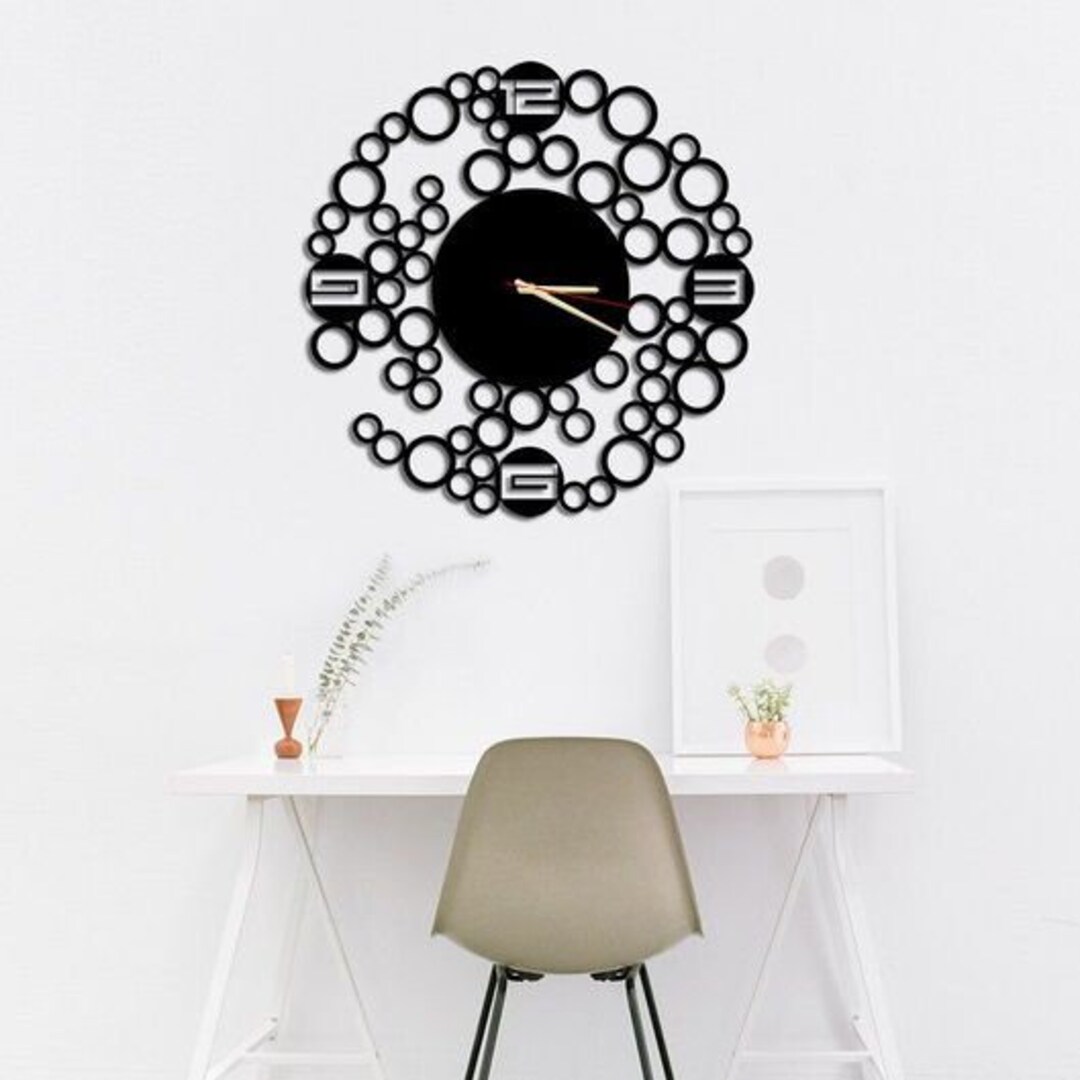 Elegant Circles Wall Clock Laser Cut CDR File - Etsy