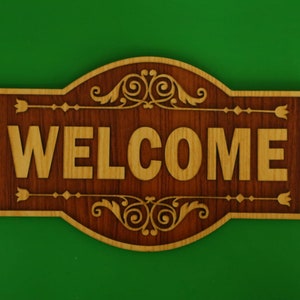 Laser Cut Wooden Welcome Sign Decorative Welcome Board CDR, DXF, Ai ...