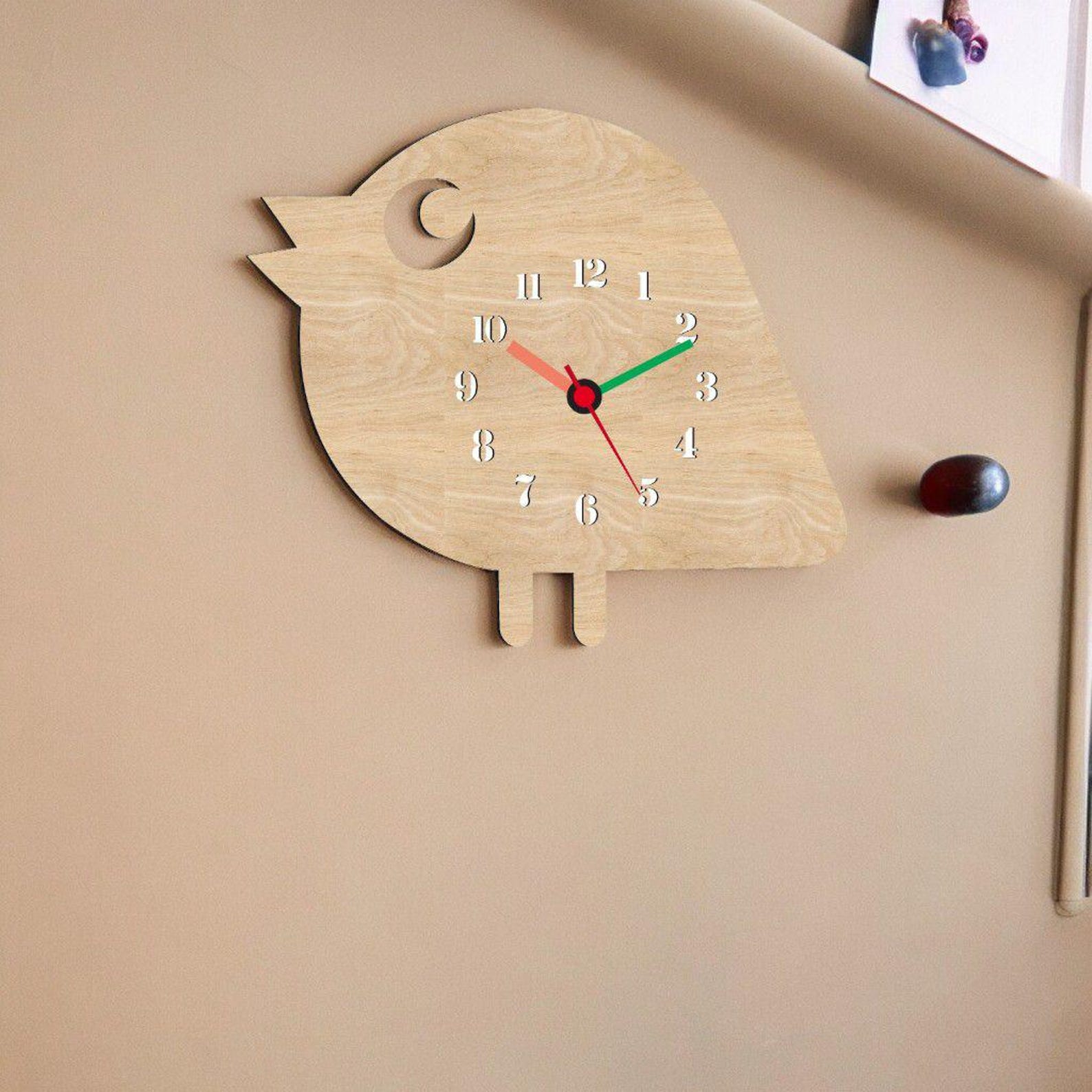 Laser Cut Cute Cartoon Bird Wall Clock for Kids Room Vector 3mm SVG ...