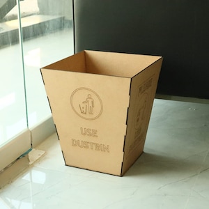 Laser Cut Wooden Dustbin 3mm CDR, DXF, SVG, Ai, Pdf File - Etsy