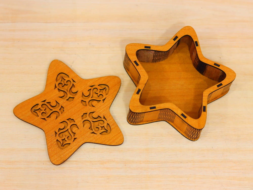 Laser Cut Star Shape Wooden Box With Lid 3mm CDR, DXF, Ai, Pdf - Etsy