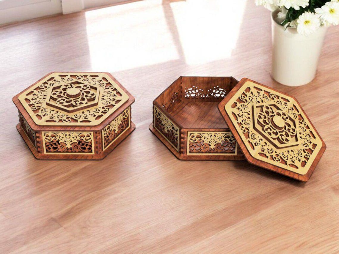 Laser Cut Wooden Hexagon Box 5mm Vector Cdr, Dxf, Svg, Pdf - Etsy