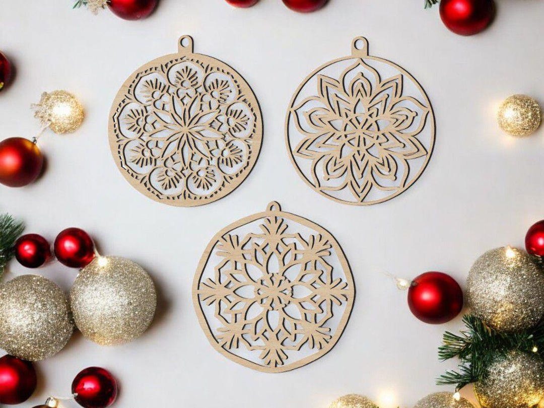 Laser Cut Floral Christmas Ornaments Vector SVG, DXF, CDR - Etsy