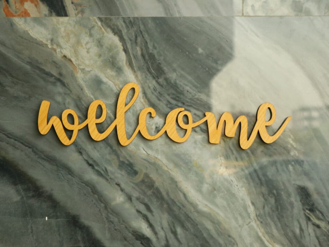 Laser Cut Wood Cutout Welcome Sign Wooden Welcome Wall Decor CDR, DXF ...