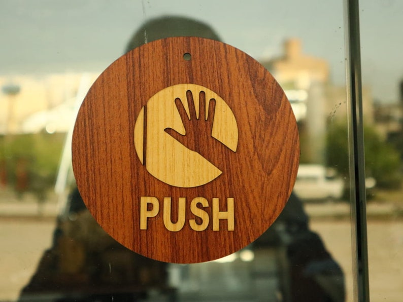 Laser Cut Push Pull Door Sign CDR, DXF, Ai - Etsy