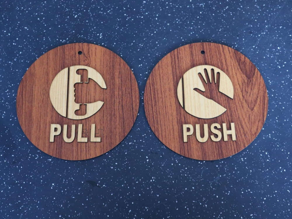 Laser Cut Push Pull Door Sign CDR, DXF, Ai - Etsy