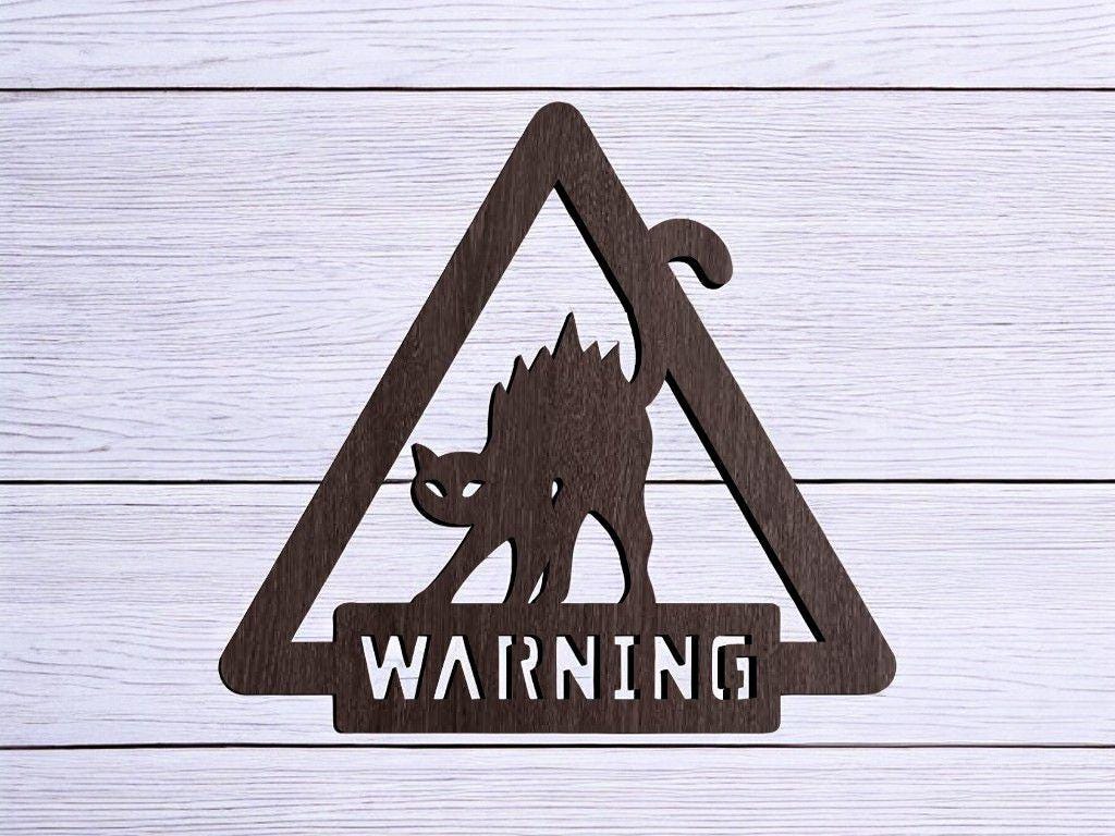 Laser Cut Spooky Cat Warning Sign SVG, DXF, CDR - Etsy