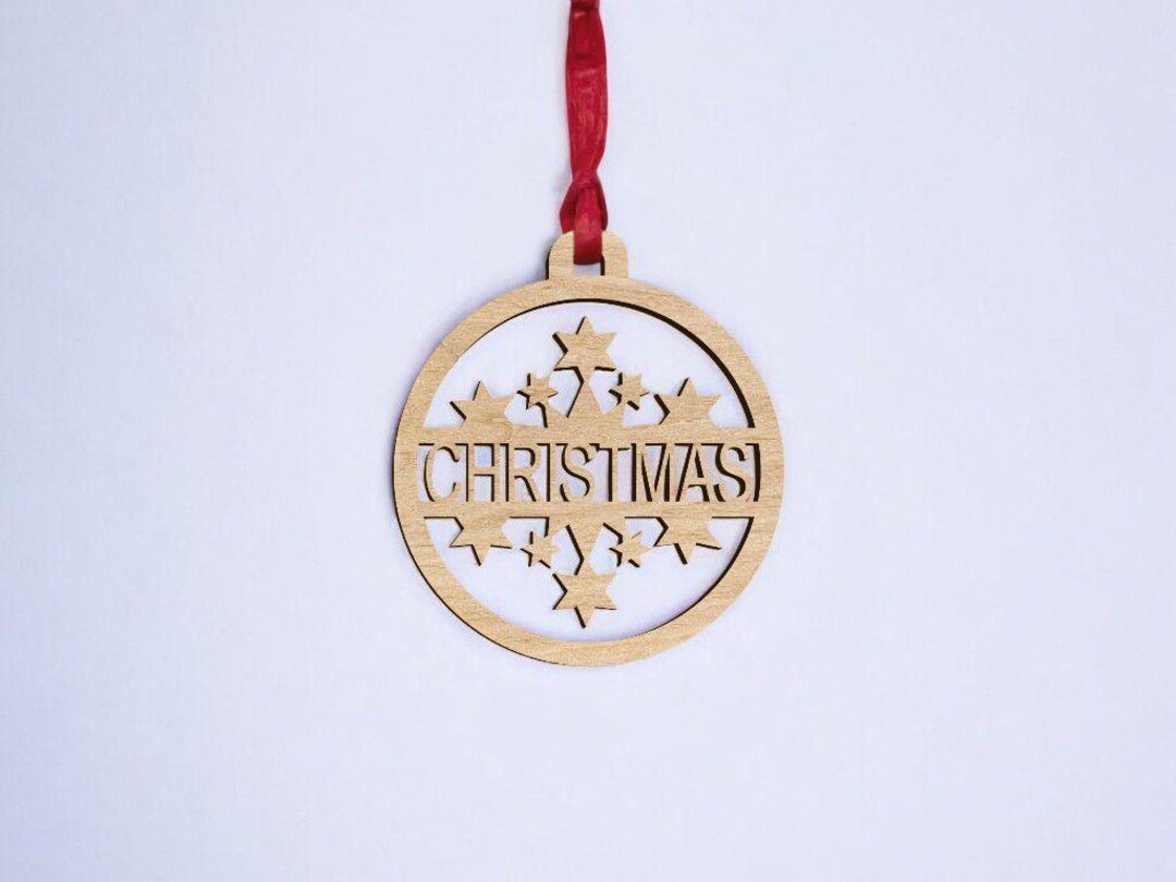 Laser Cut Personalized Christmas Bauble With Stars SVG, DXF, CDR - Etsy