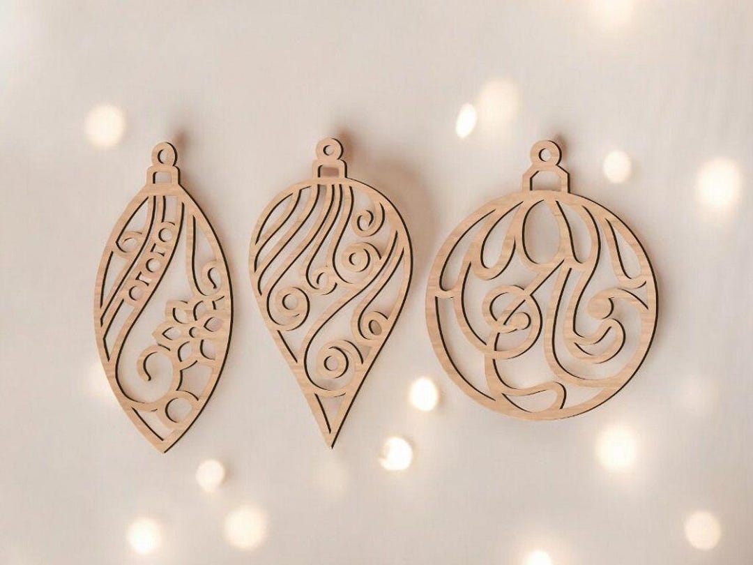 Laser Cut Wooden Christmas Ornaments Vector SVG, DXF, CDR - Etsy