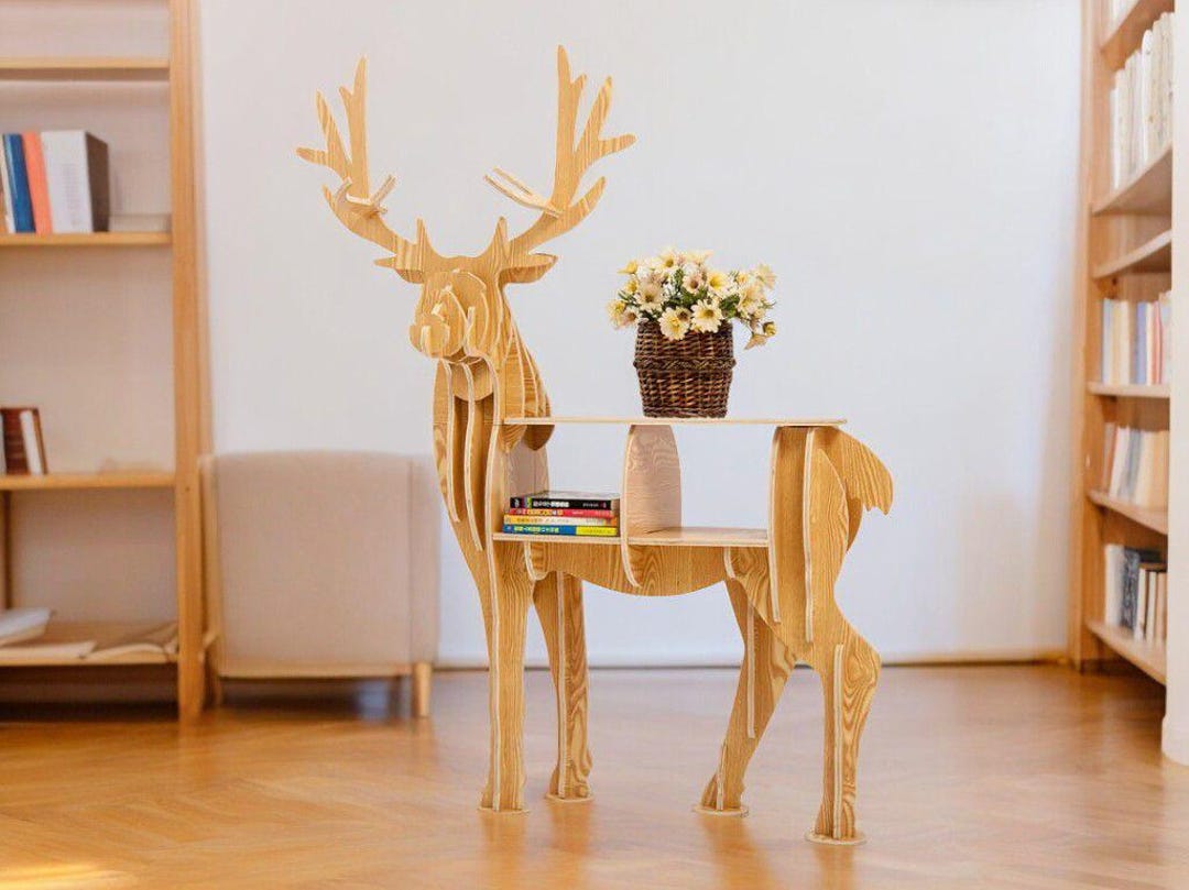 Laser Cut Storage Rack Deer Bookshelf Porch Coffee Table Vector 10mm ...