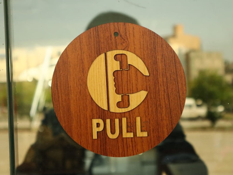 Laser Cut Push Pull Door Sign CDR, DXF, Ai - Etsy
