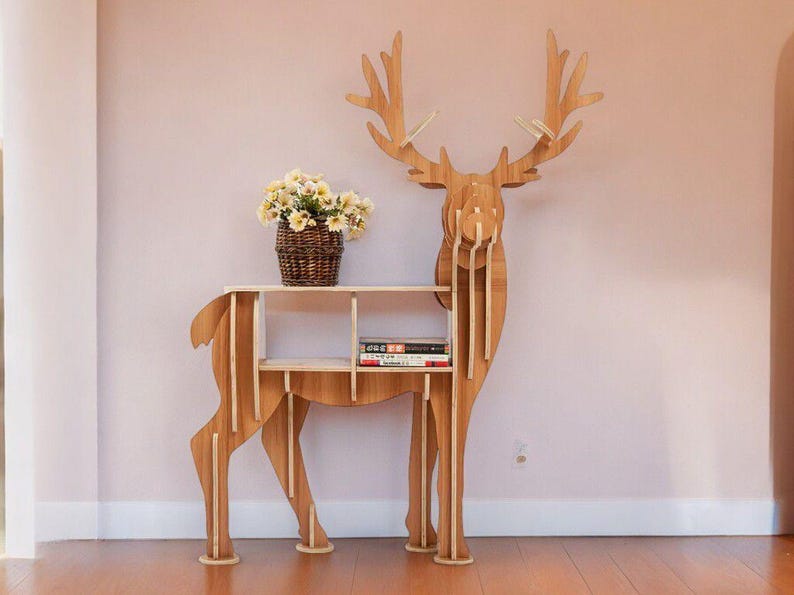 Laser Cut Storage Rack Deer Bookshelf Porch Coffee Table Vector 10mm ...