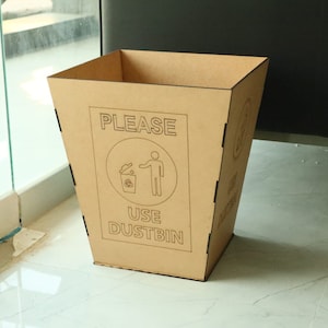 Laser Cut Wooden Dustbin 3mm CDR, DXF, SVG, Ai, Pdf File - Etsy