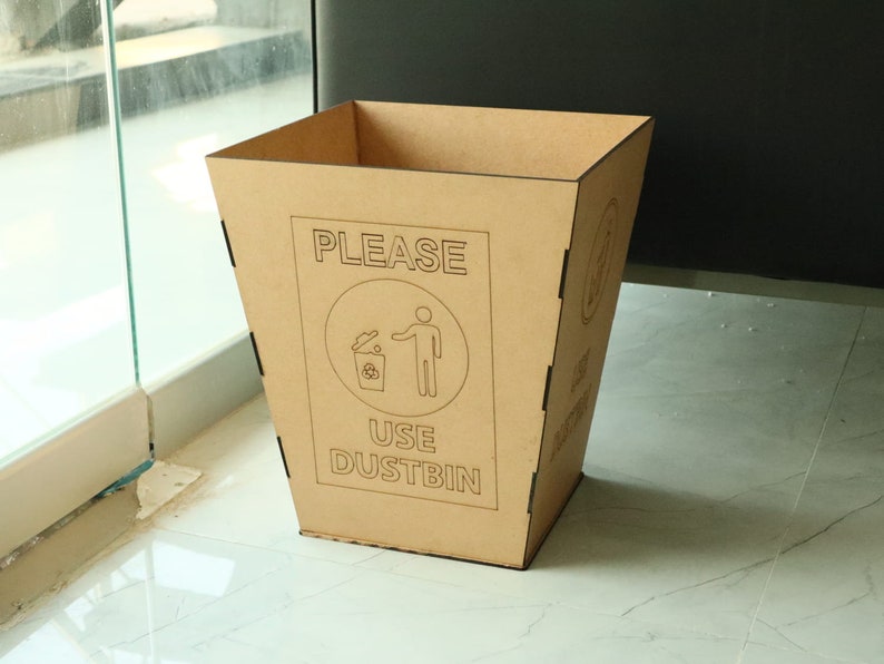 Laser Cut Wooden Dustbin 3mm CDR, DXF, SVG, Ai, Pdf File - Etsy