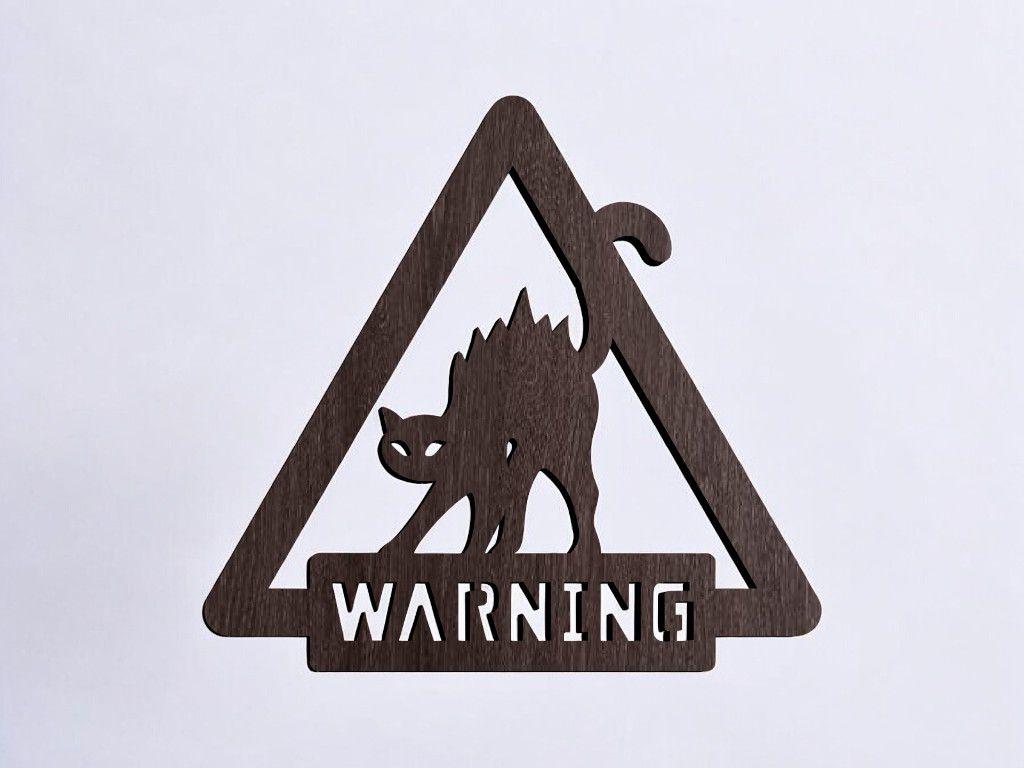 Laser Cut Spooky Cat Warning Sign SVG, DXF, CDR - Etsy