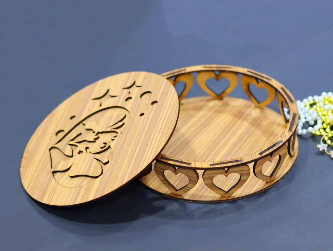 Laser Cut Hearts Round Box 3mm CDR, DXF, SVG, Ai, Pdf - Etsy