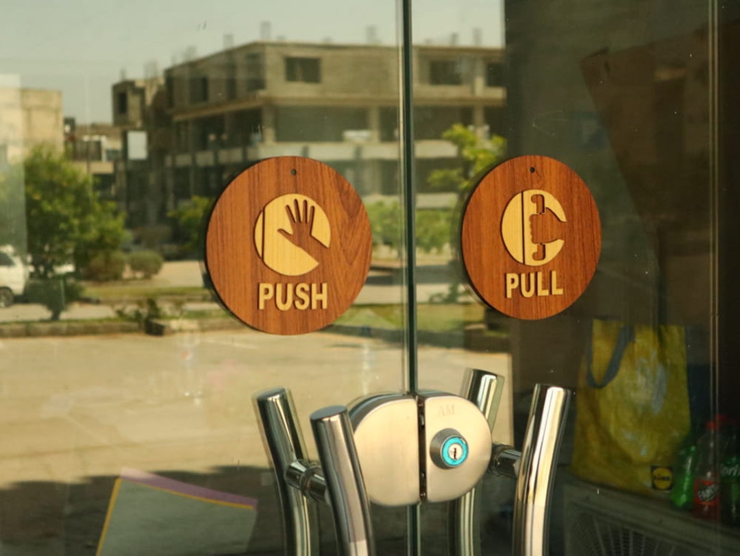 Laser Cut Push Pull Door Sign CDR, DXF, Ai - Etsy