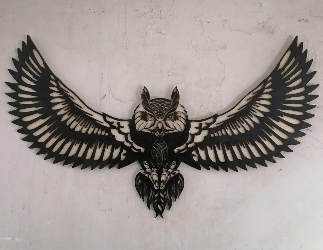 Laser Cut Flying Owl Wall Decor SVG, DXF File - Etsy