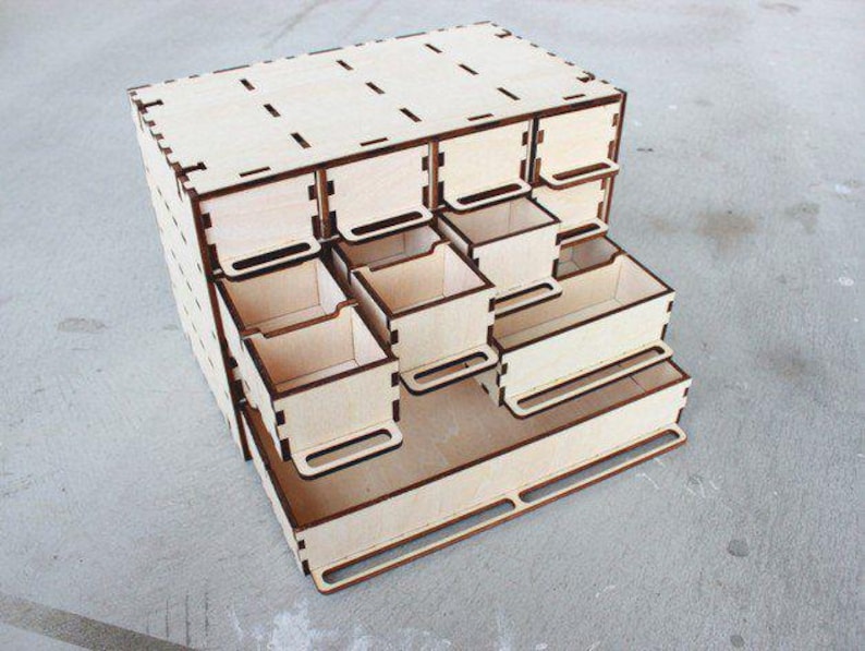 Laser Cut Stackable Drawer Box Storage Organizer Vector 3.80mm SVG, DXF ...