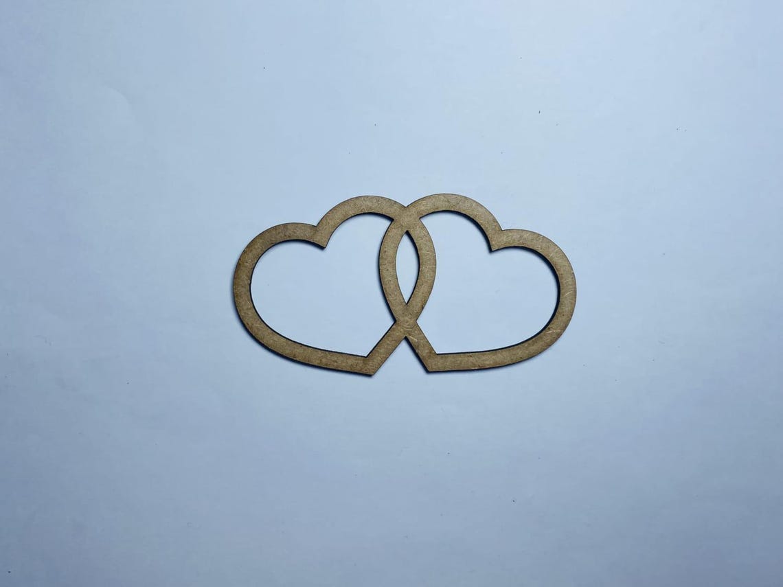 Laser Cut Wooden Two Hearts Cutout Wood Two Hearts Shape CDR, DXF, SVG ...