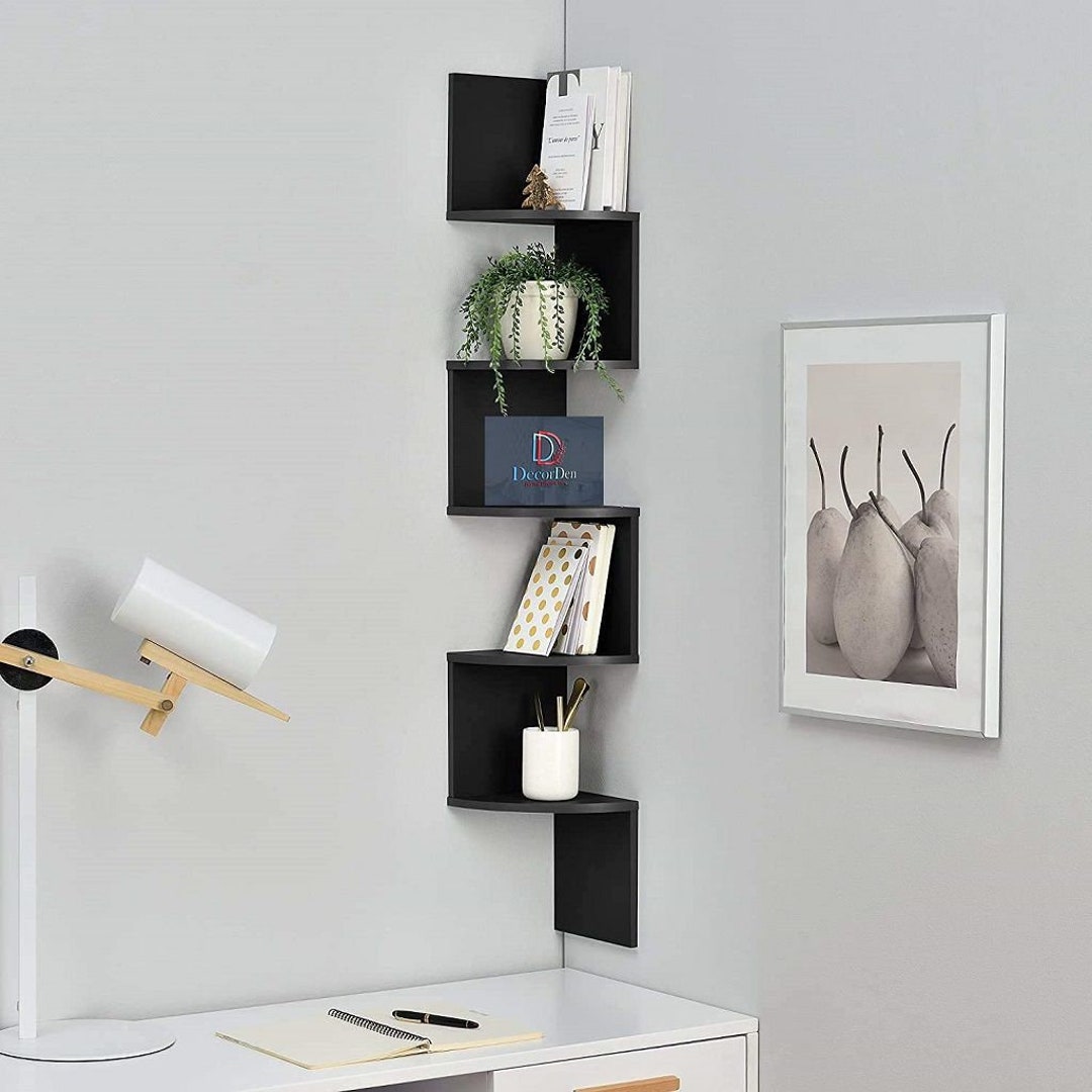 5 Tier Zigzag Floating Corner Shelf for Living Room Laser Cut 9mm CDR ...