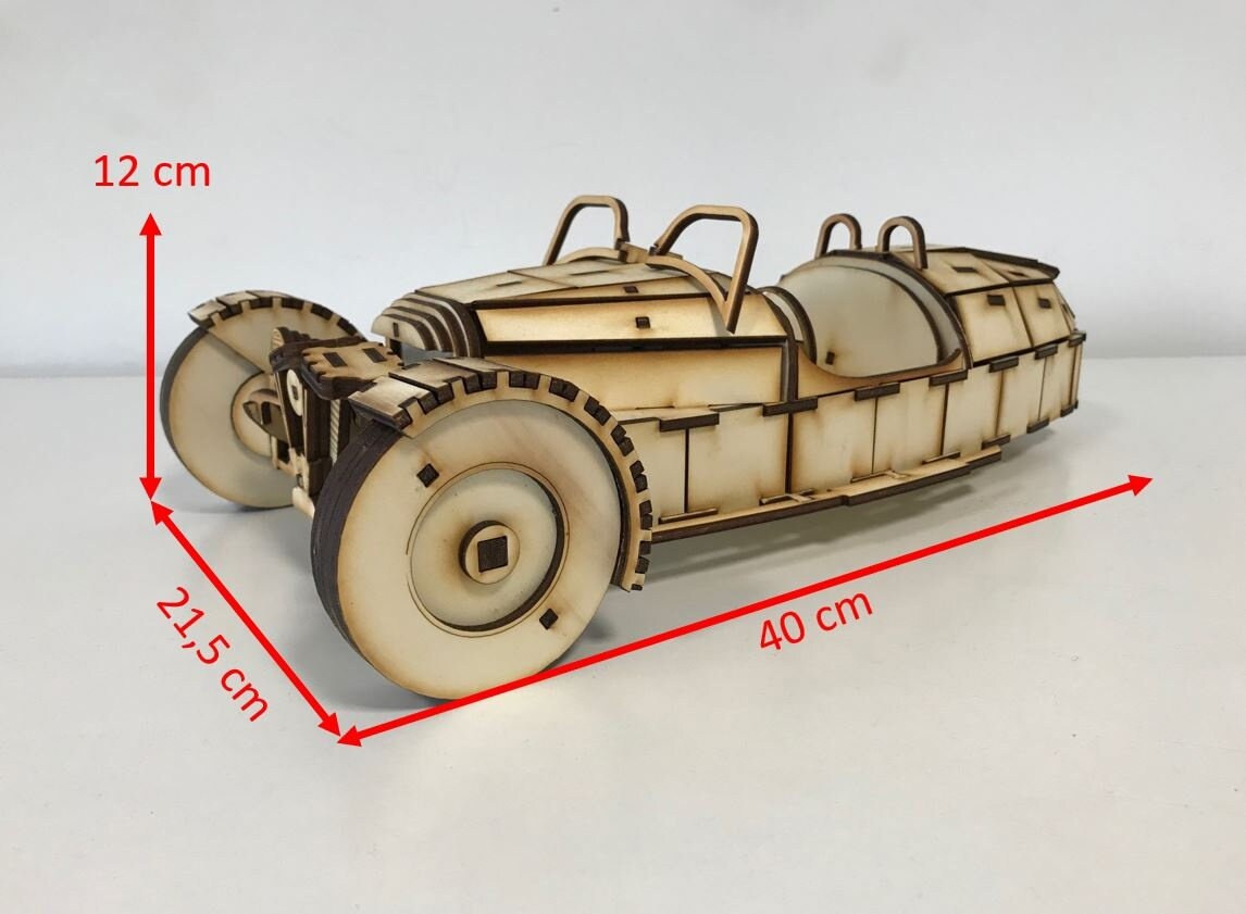 Laser Cut Morgan 3 Wheeler Wooden Model 3mm SVG, PDF, CDR - Etsy