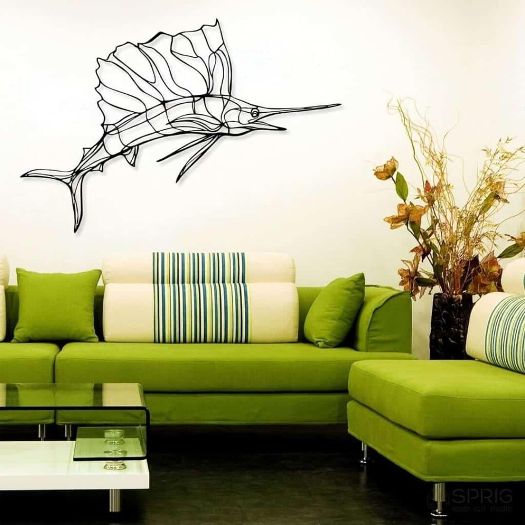 Sailfish Metal Wall Art Decor Laser Cut Line Drawing SVG, DXF, CDR - Etsy