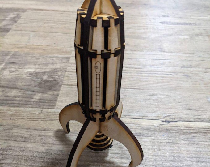 Laser Cut Blast off Rocket Model 3D Wooden Plywood Cardboard Toy 3mm ...
