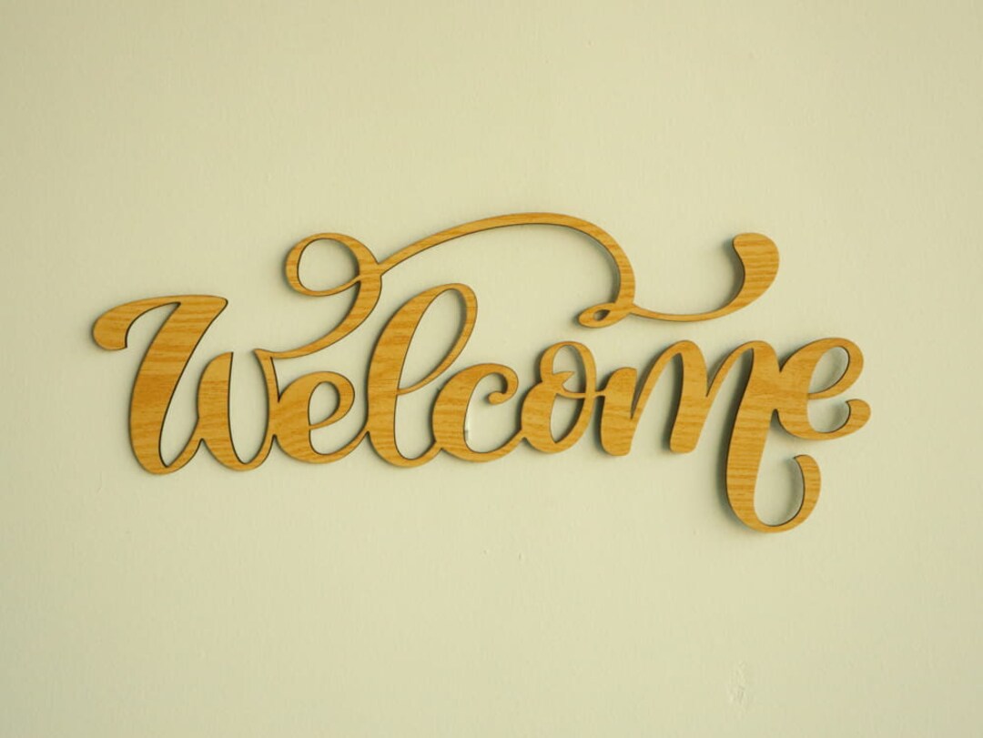 Laser Cut Welcome Wooden Sign CDR, DXF, Ai - Etsy